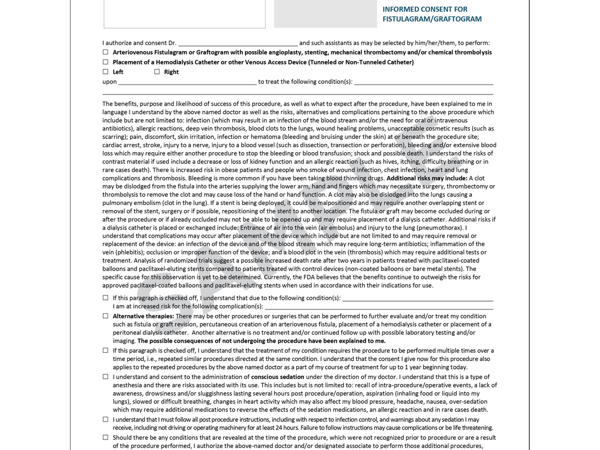 Fistulagram/Graftogram Consent | Society of Interventional Radiology