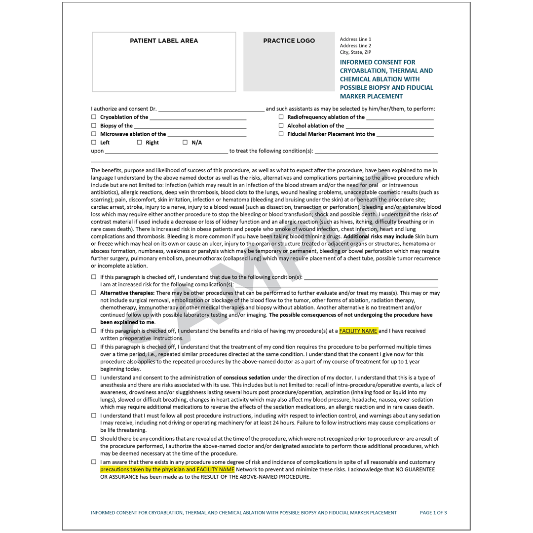 Cryoblation, Thermal and Chemical Ablation with possible biopsy and ...